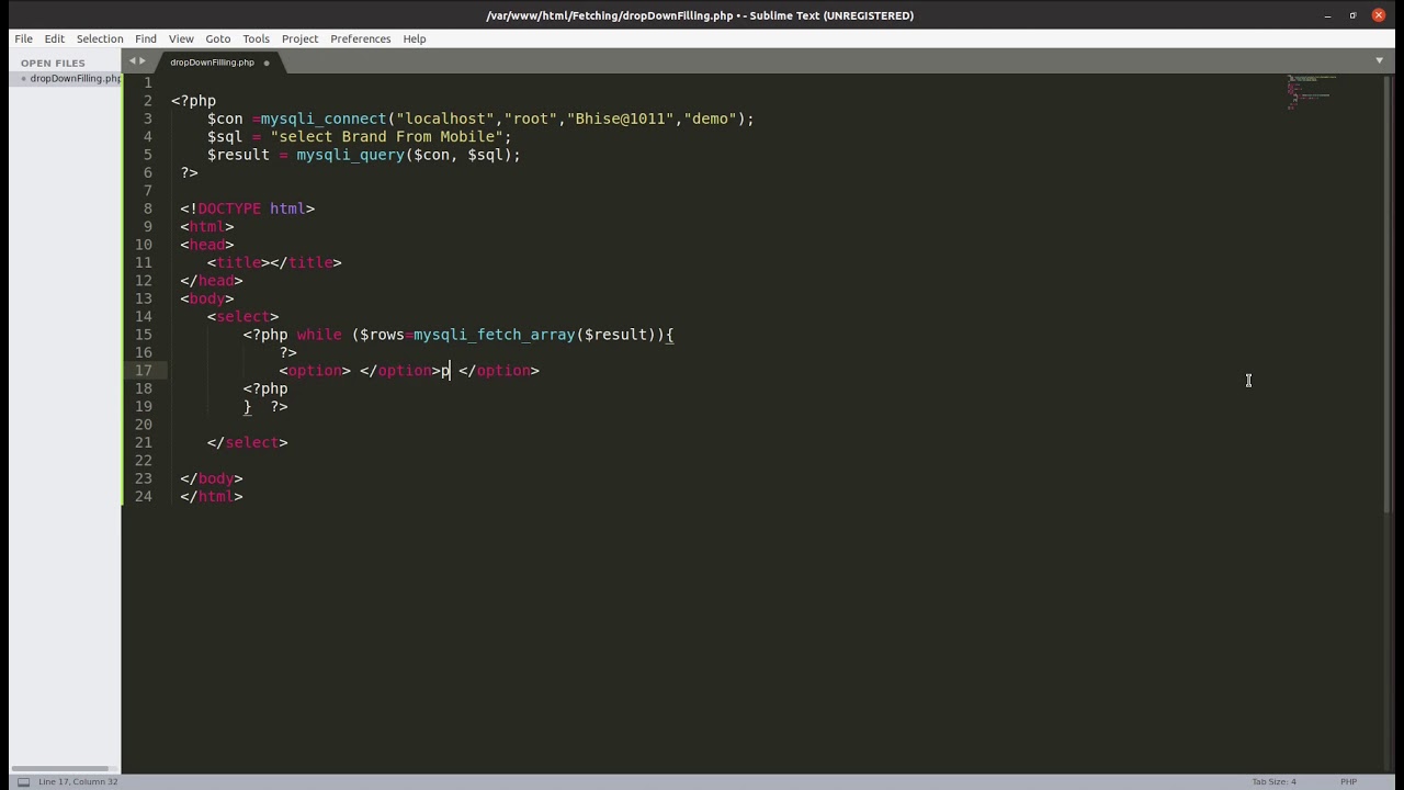 Fill php Dropdown with mysql data