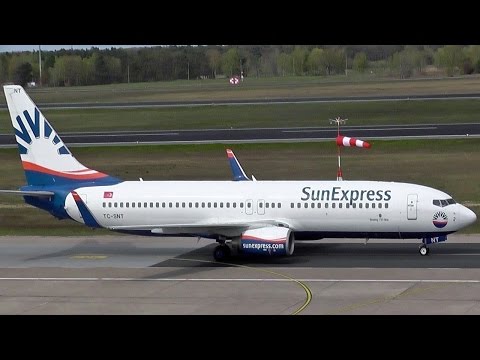SunExpress Boeing 737-8HC TC-SNT XQ 946 landing + taxiing + close up at Berlin Tegel Airport