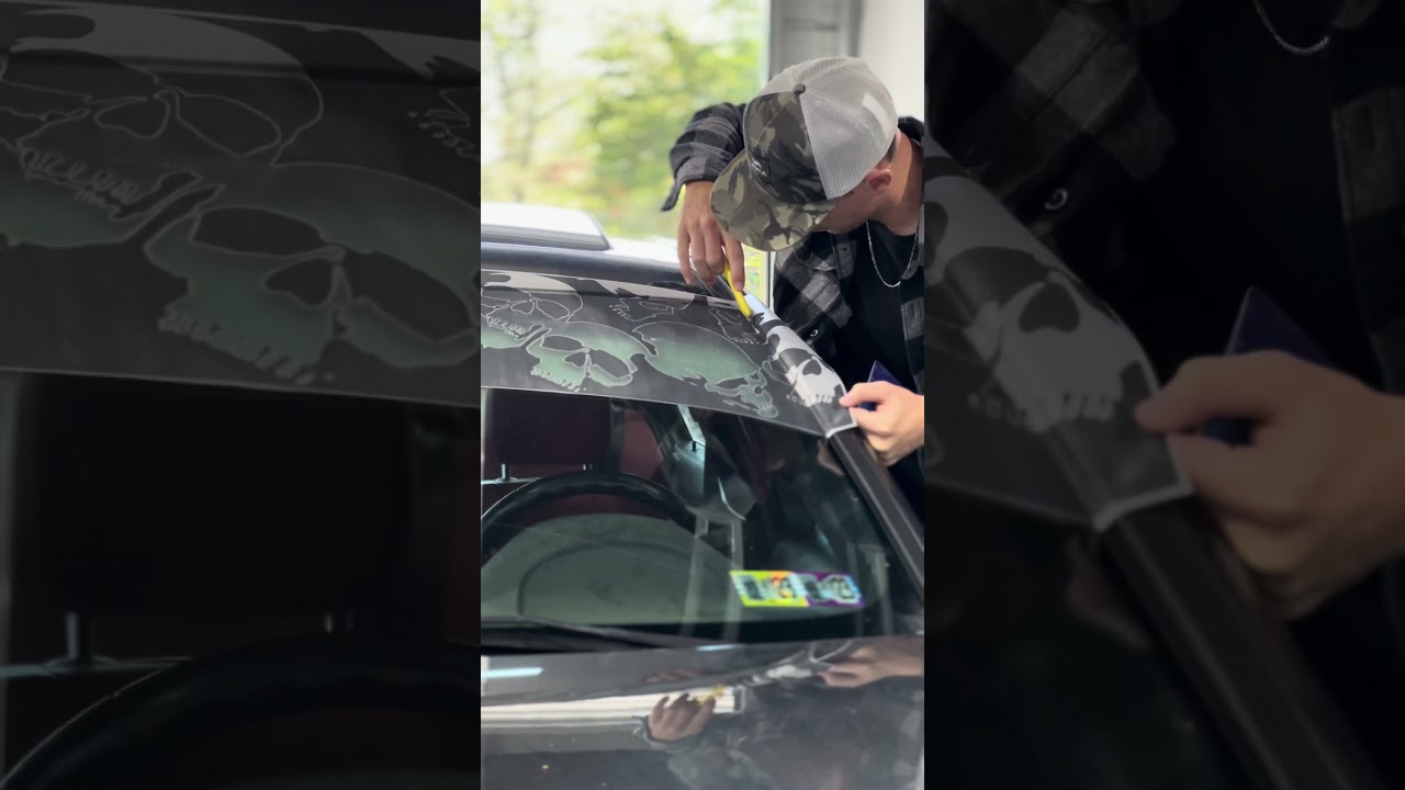 Upgrade your car game with our matte black skull decal! #skulldecal