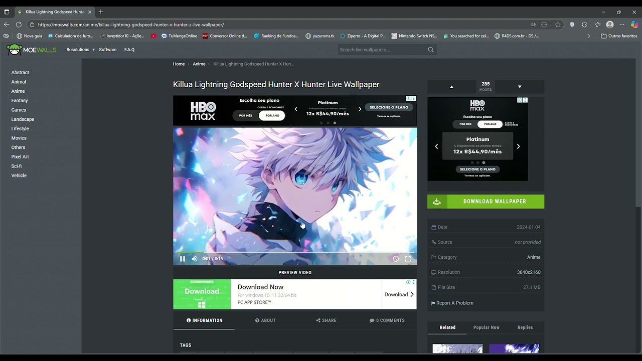 Killua Lightning Godspeed Hunter X Hunter Live Wallpaper   MoeWalls   Pessoal — Microsoft​ Edge 2035