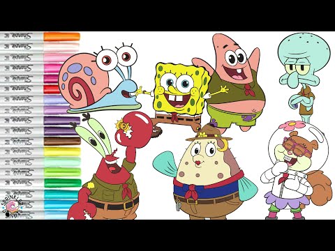 SpongeBob SquarePants Coloring Book Compilation Kamp Koral Patrick Star Mrs Puffs Gary Squidward