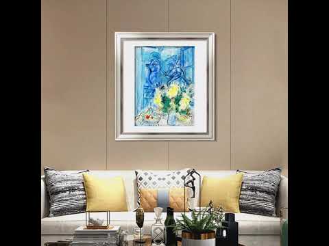 INVIN ART Framed Canvas Giclee Print Art Flying Angel by Marc Chagall