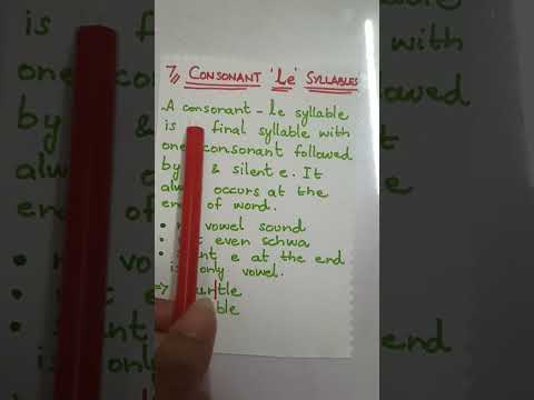 Consonant+le Syllables with Examples
