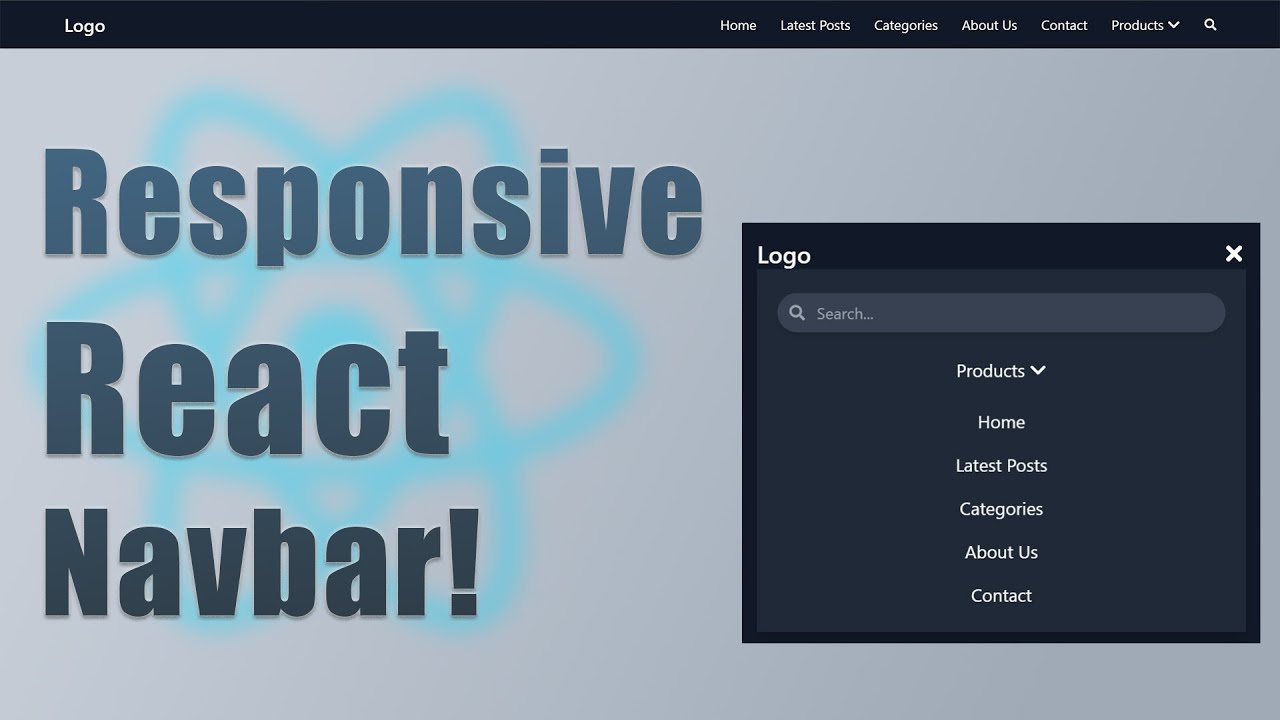 Build Responsive React Navbar Menu : Dropdowns, Animated Search Bar, and Modern Design