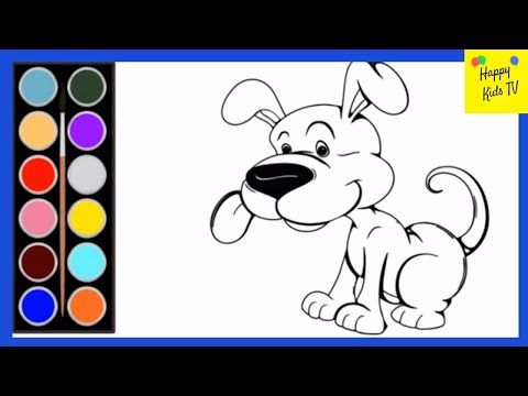 Puppy Dog Coloring For Kids | Drawing & Painting Animal Coloring Pages For Toddlers | Happy Kids TV