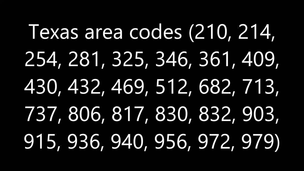 Texas area codes