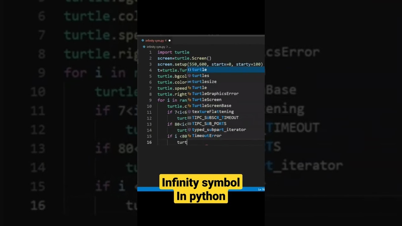 Making Infinity symbol in python turtle #shorts #python #coding #computerscience #programming #coder