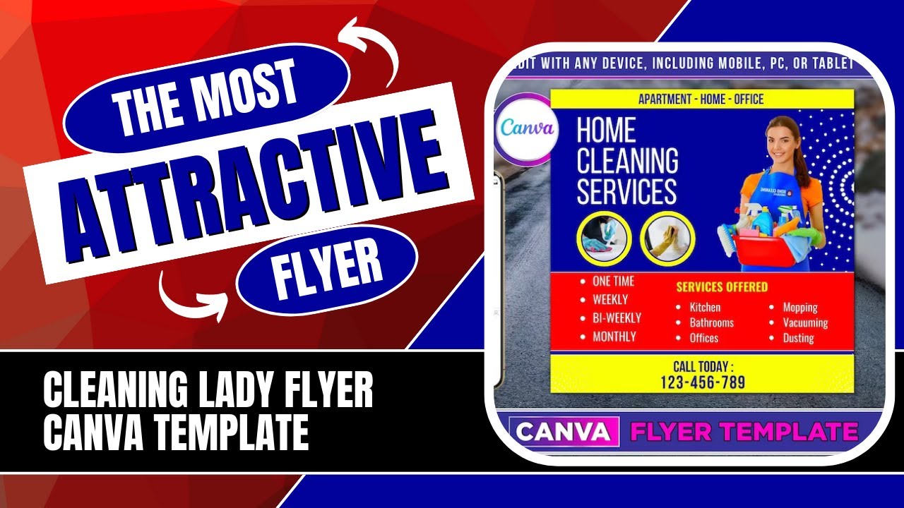 Cleaning Lady Flyer, Canva Template.