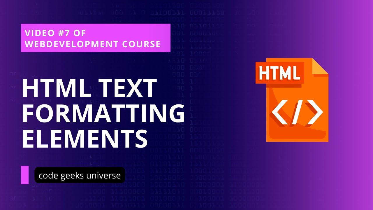 HTML Text Formatting Elements | Full Stack Web Development  | Web Development Tutorial #7