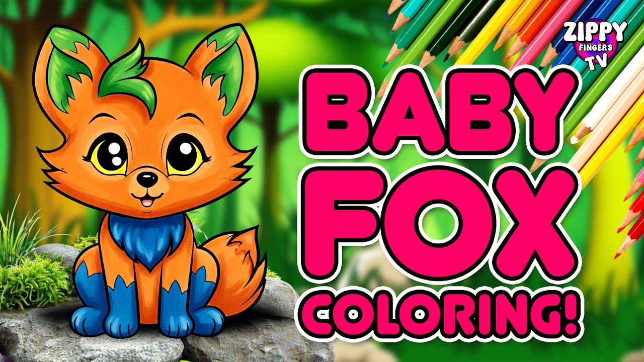 Cute Baby Fox Coloring Page 🦊🎨 | Fun & Easy Coloring for Kids | Zippy Fingers TV