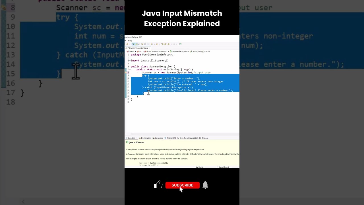 Java Input Mismatch Exception Explained | Scanner Error in Eclipse