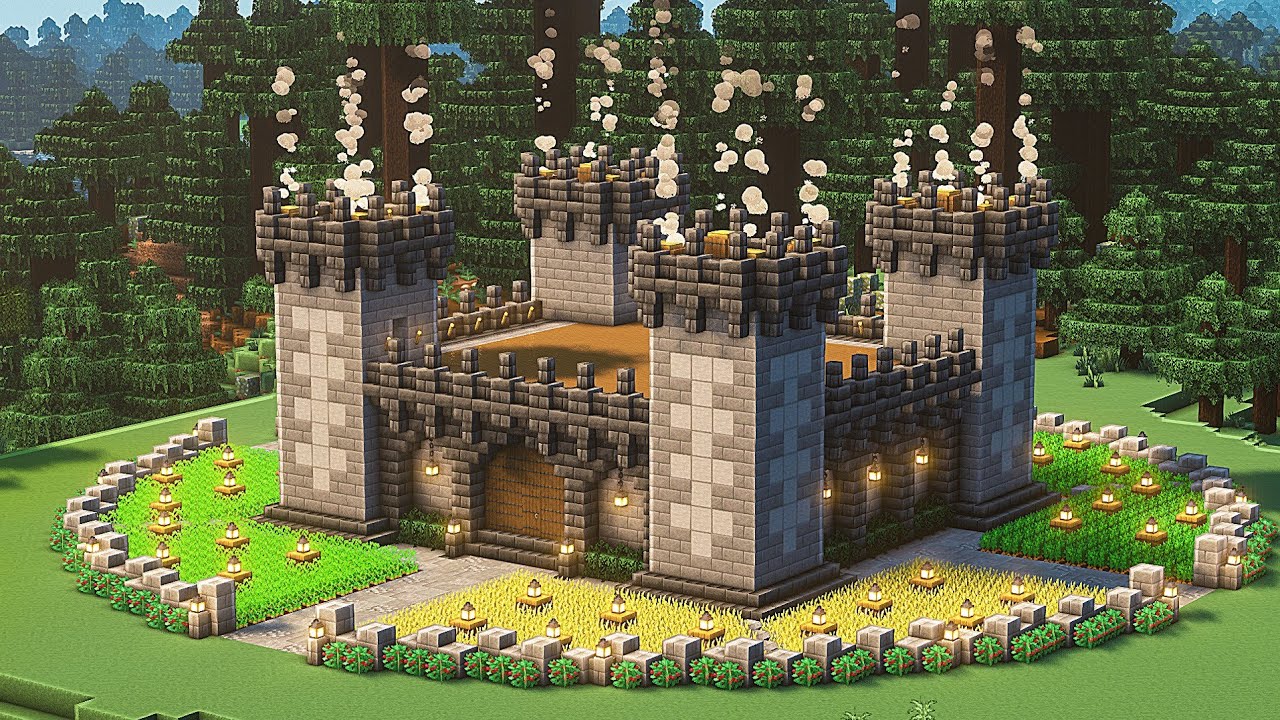 How To Build A Stone And Deepslate Brick Castle Survival Base In ...