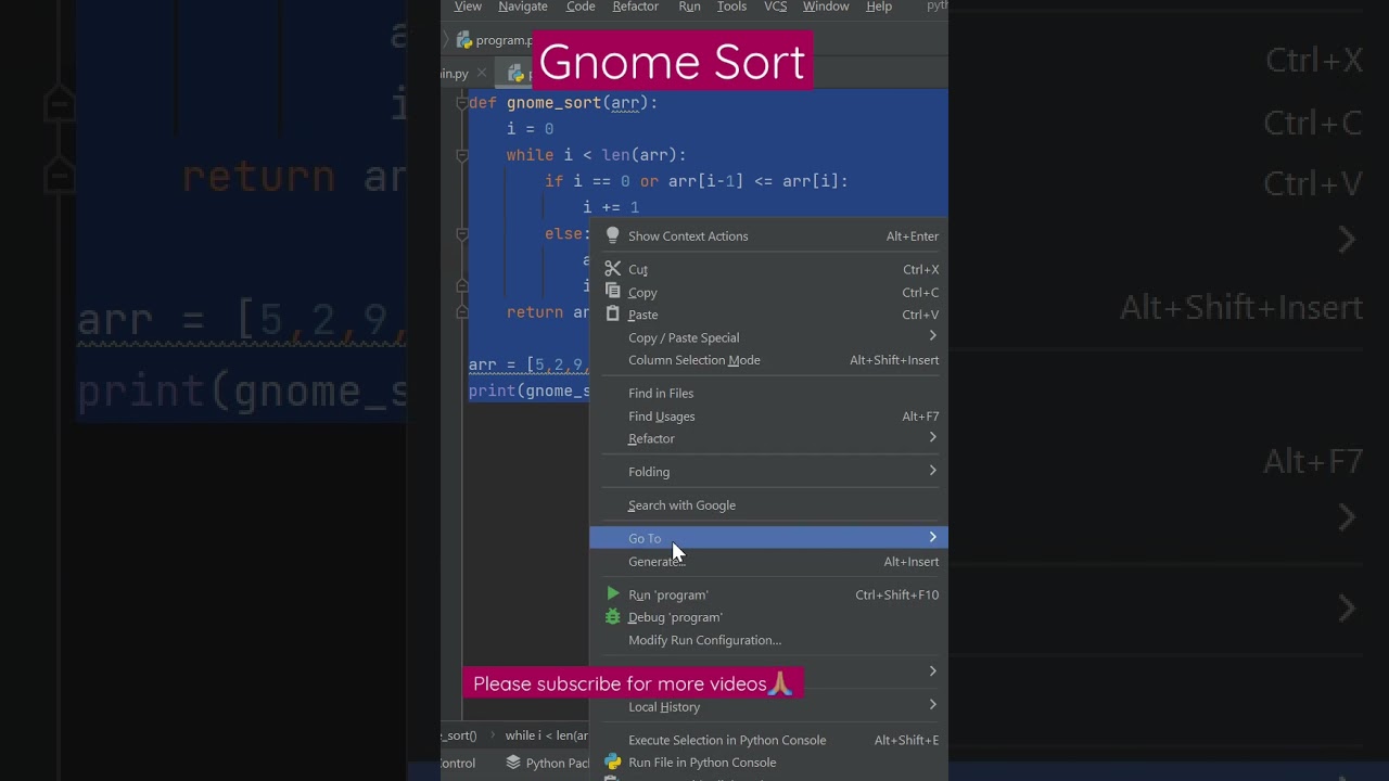 gnome sort using Python