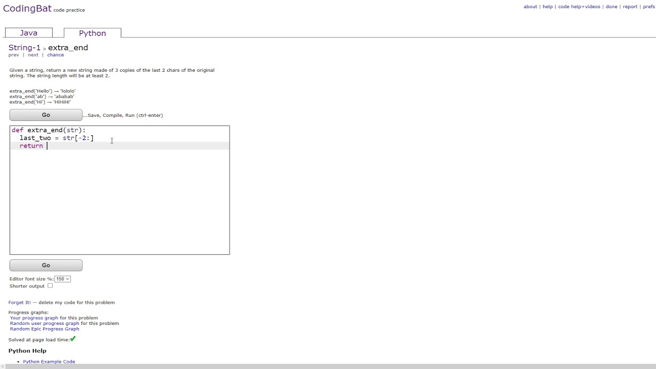 String-1 (extra_end) Python Tutorial || codingbat.com