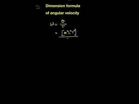 dimensional Formula of Angular Velocity #cbse #physicsonline #iitjee #neet #physicshelp #physics
