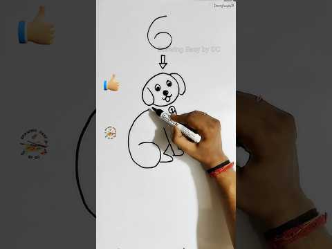 drawing from number 6 |How to draw a dog | Dog drawing easy | puppy drawing easy | number art | draw