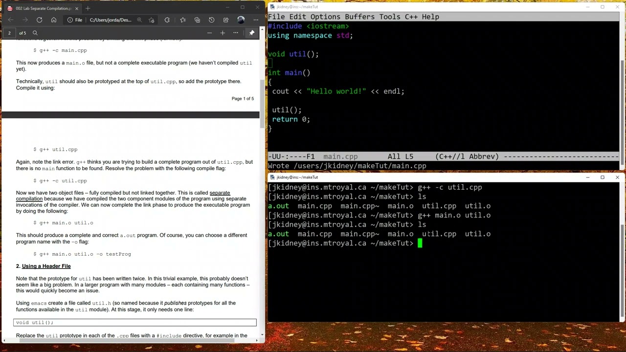 COMP 1633 - Tutorial 2  - Separate Compilation