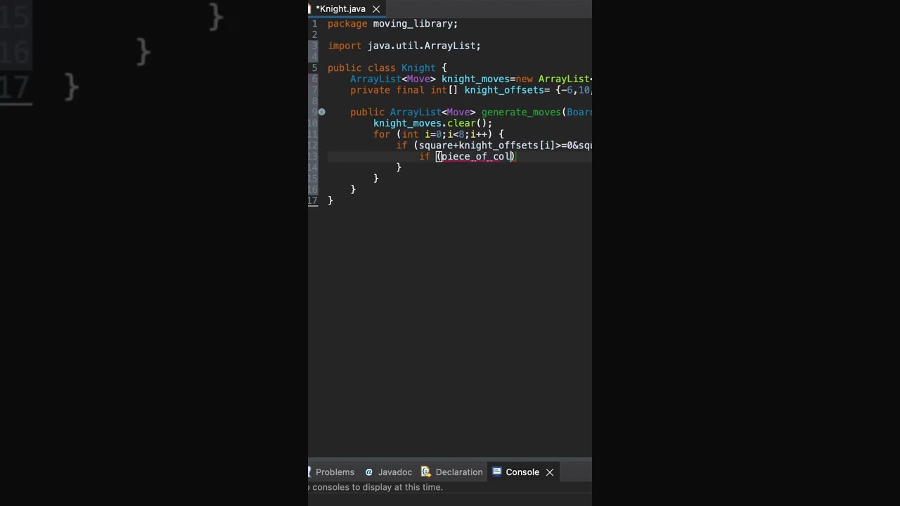 ASMR Coding Chess in 15 seconds: The knight