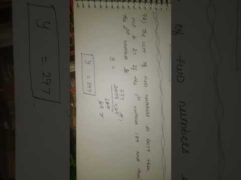The LCM of two numbers is 2079 then HCF I 27.If the first number is 189 then the second number is#