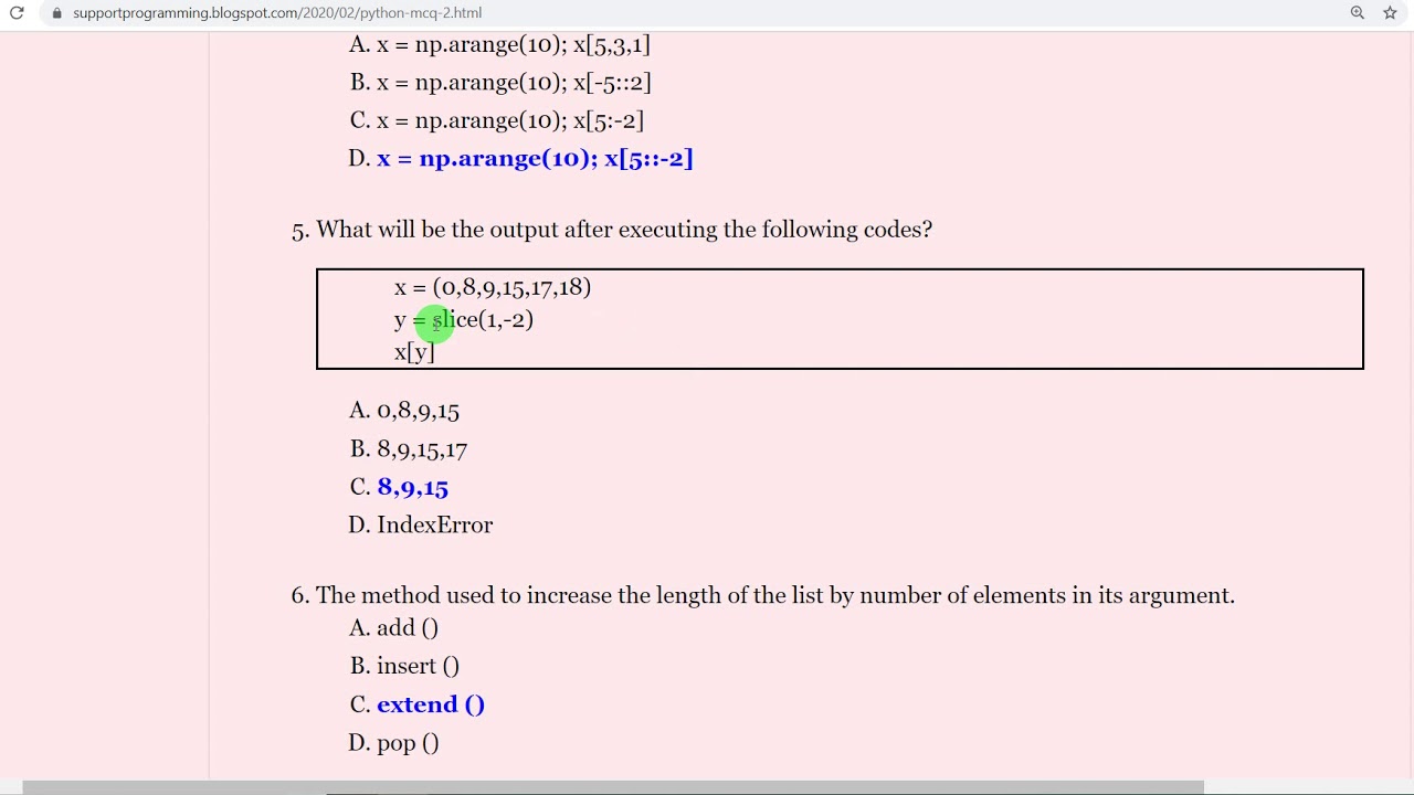 Python MCQs-2 for Data science
