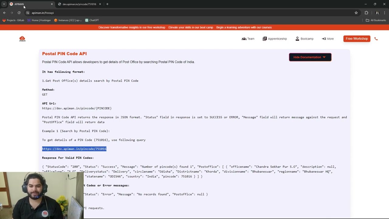 Free API  Tutorial | Pincode API