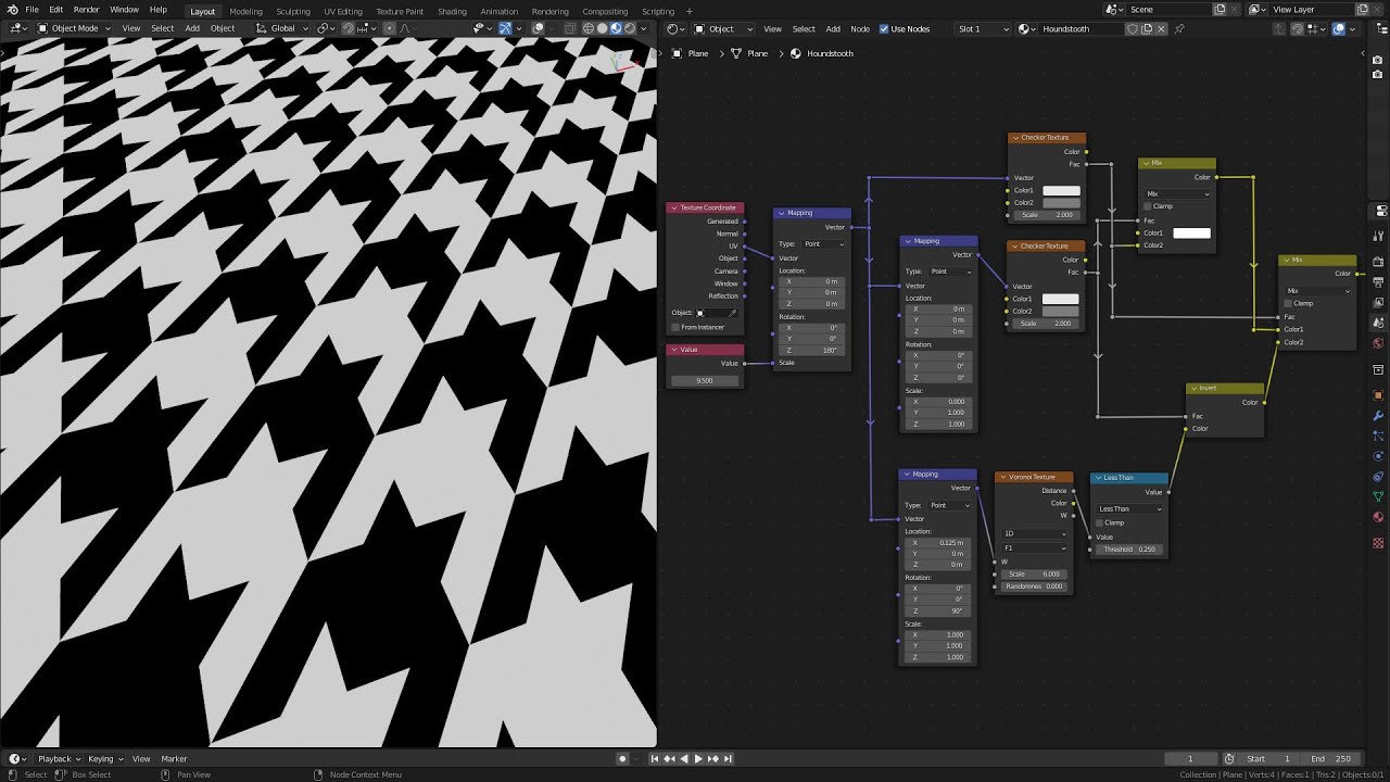 Blender Tutorial - Procedural Houndstooth Pattern