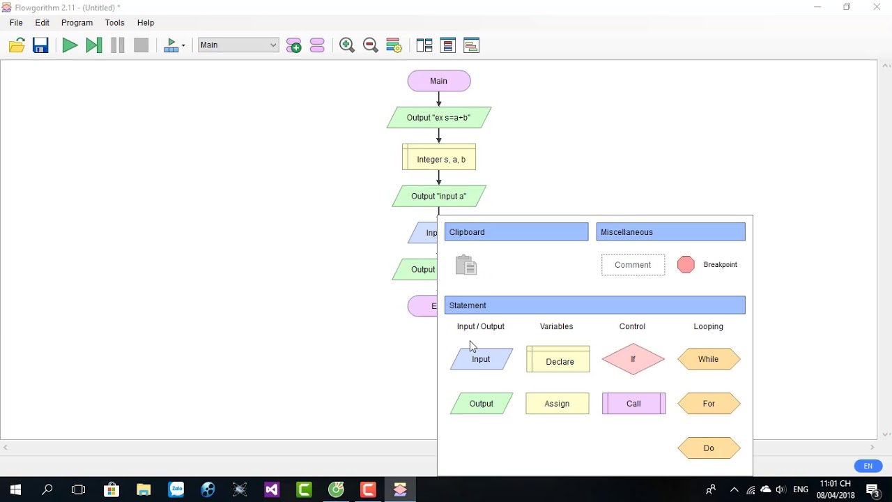 Create algorithms flow in 1min_learn basic programming
