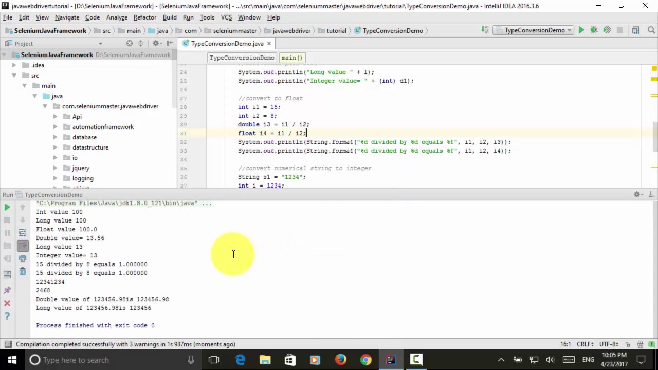 Selenium Java Webdriver -  Java Data Type Conversion