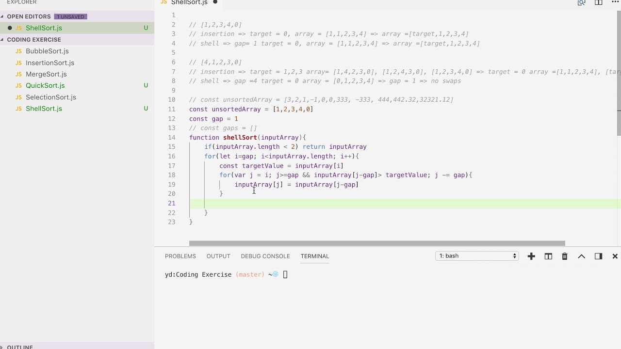 Shell Sort Solution In JavaScript