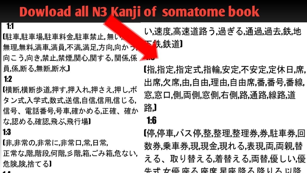 Download All N3 kanji  Pdf Of  Somatome Book