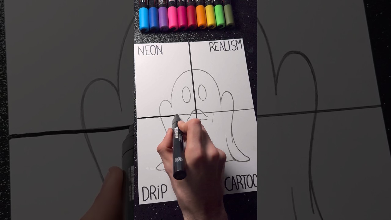 Ghost with Different Techniques! 👻✨✍️ || What’s your fav?! 🤔 #artistomg #shorts #drawing