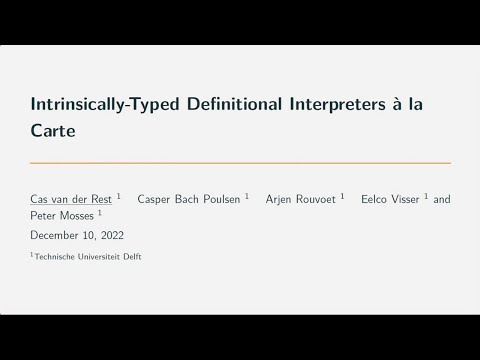 [OOPSLA] Intrinsically-Typed Definitional Interpreters à la Carte