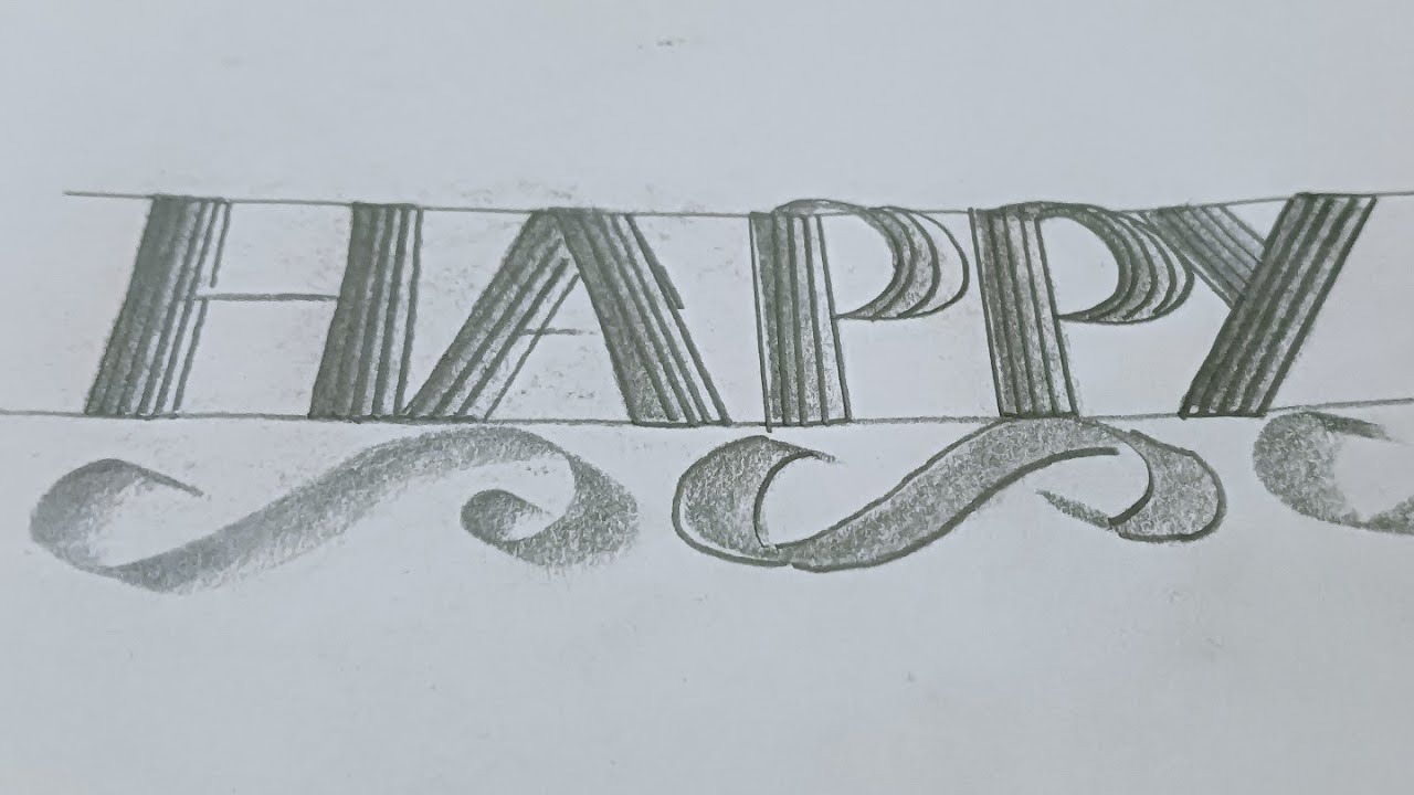 Happy word on white background. Hand drawn Calligraphy lettering Vector  EPS10 stock illustration...