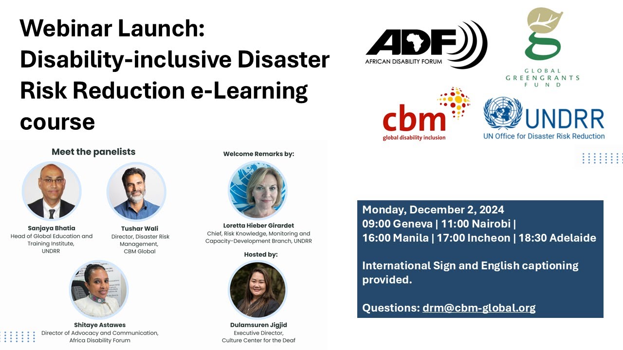 Webinar Launch: Disability-inclusive Disaster Risk Reduction e-Learning course