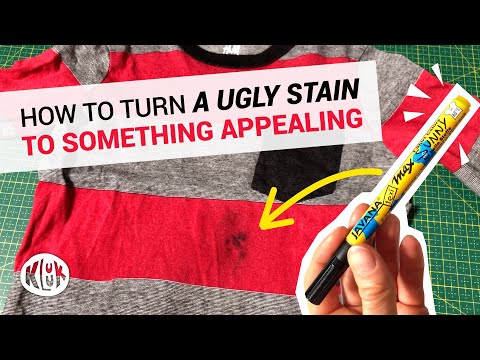 Hiding the Stain with Kreul Javana Texi Mäx Sunny Fabric Paint Pen.