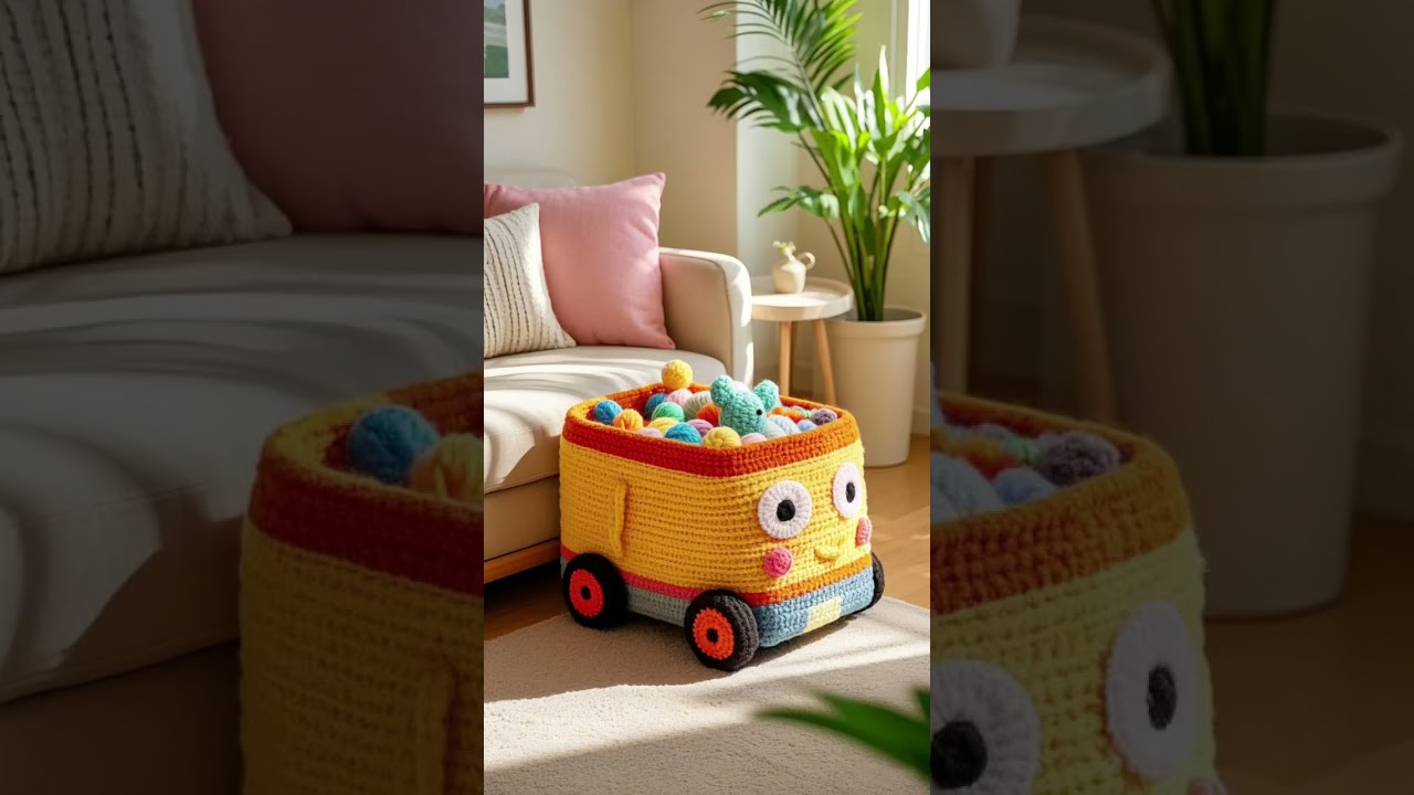 Crochet a Toy Box That’s Too Cute to Hide! #crochet #crochetlove #amigurumi  #crochetinspiration