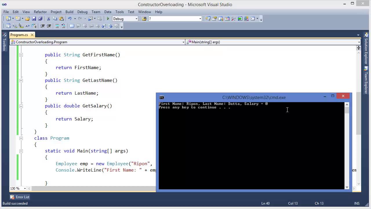 Object Oriented Programming Using C# : C# Constructor Overloading