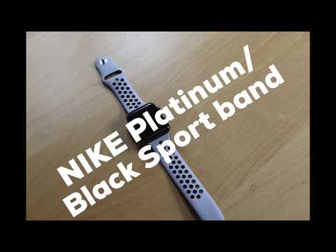 NIKE Apple Watch Platinum Black Sport Band