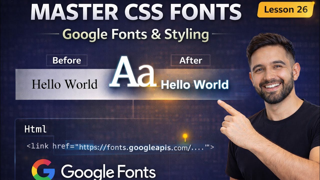Master CSS Typography: Google Fonts, Font-Family & Font-Weight Tutorial | Lesson 26