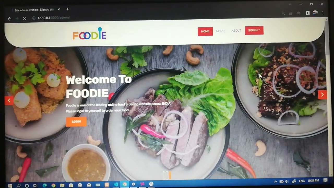 Online food ordering system using python django framework and MySQL database