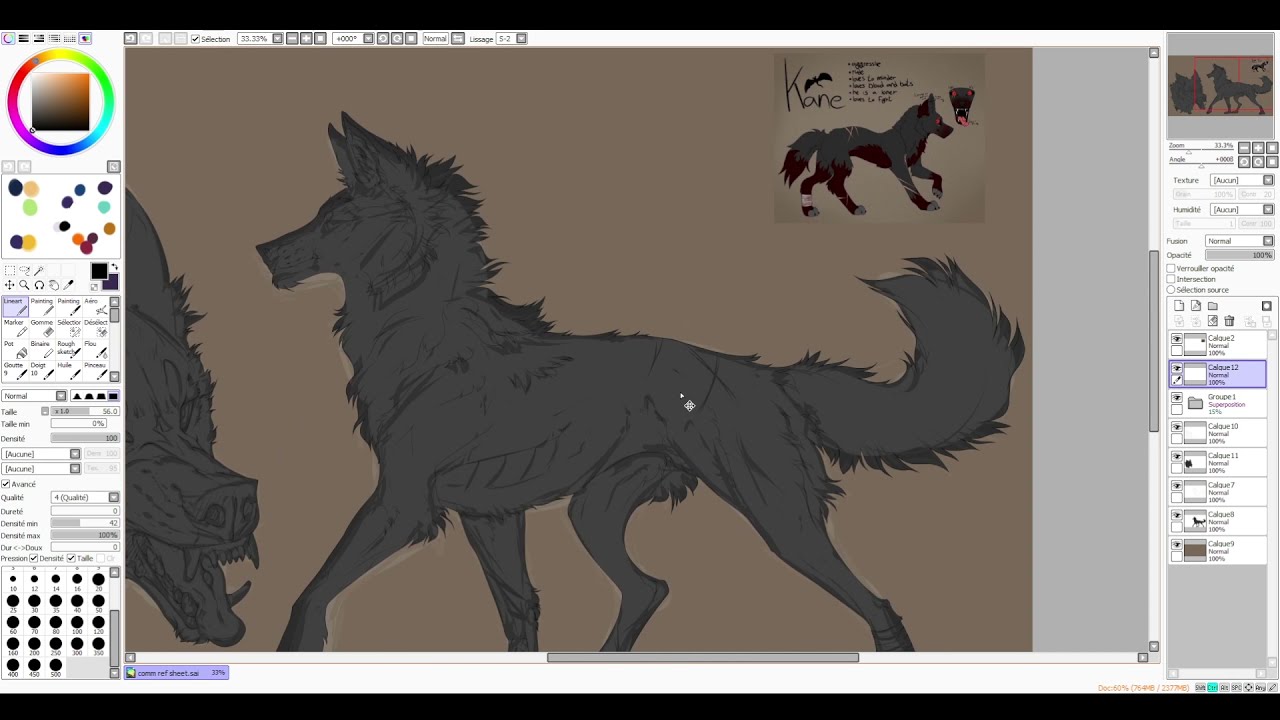 [ Timelapse 40 ] Kain reference sheet commission - wolf speedpaint