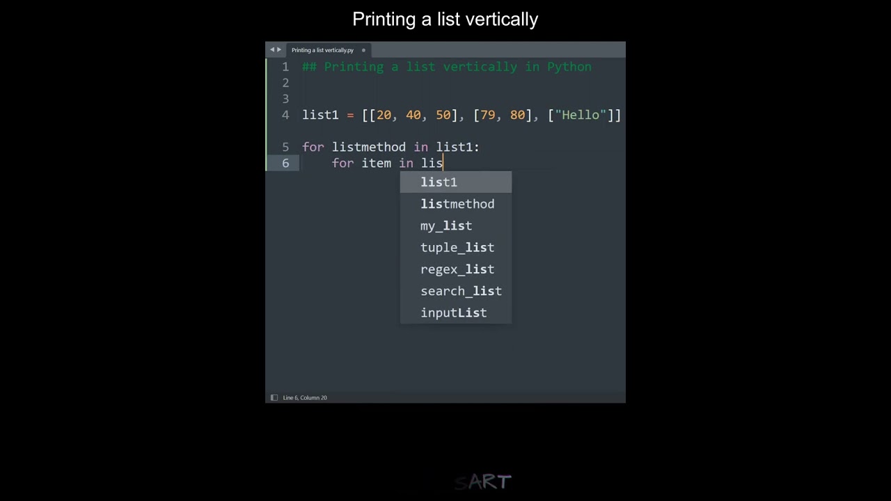 Printing a list vertically in Python | Python Examples | Python Coding Tutorial | Python Interview