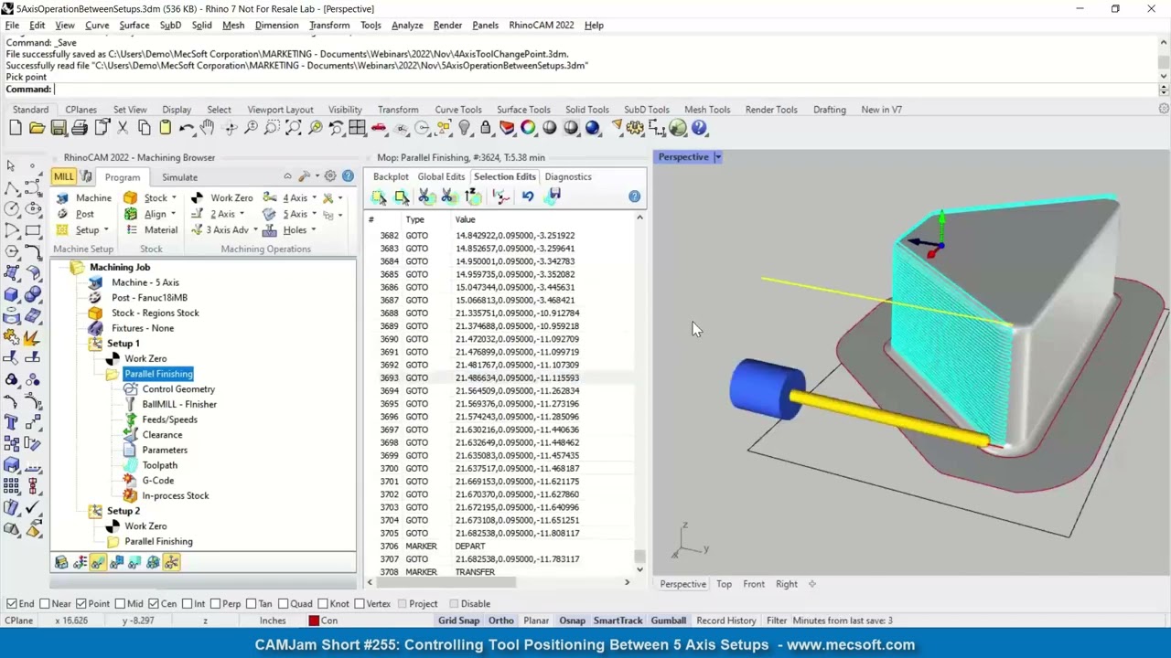 Tool Positioning in 5 Axis Machining
