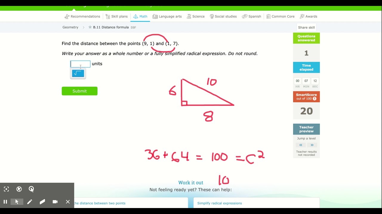 IXL - Distance formula (Geometry practice)