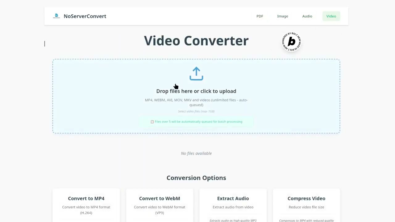NoServerConvert , bolt hackathon devpost