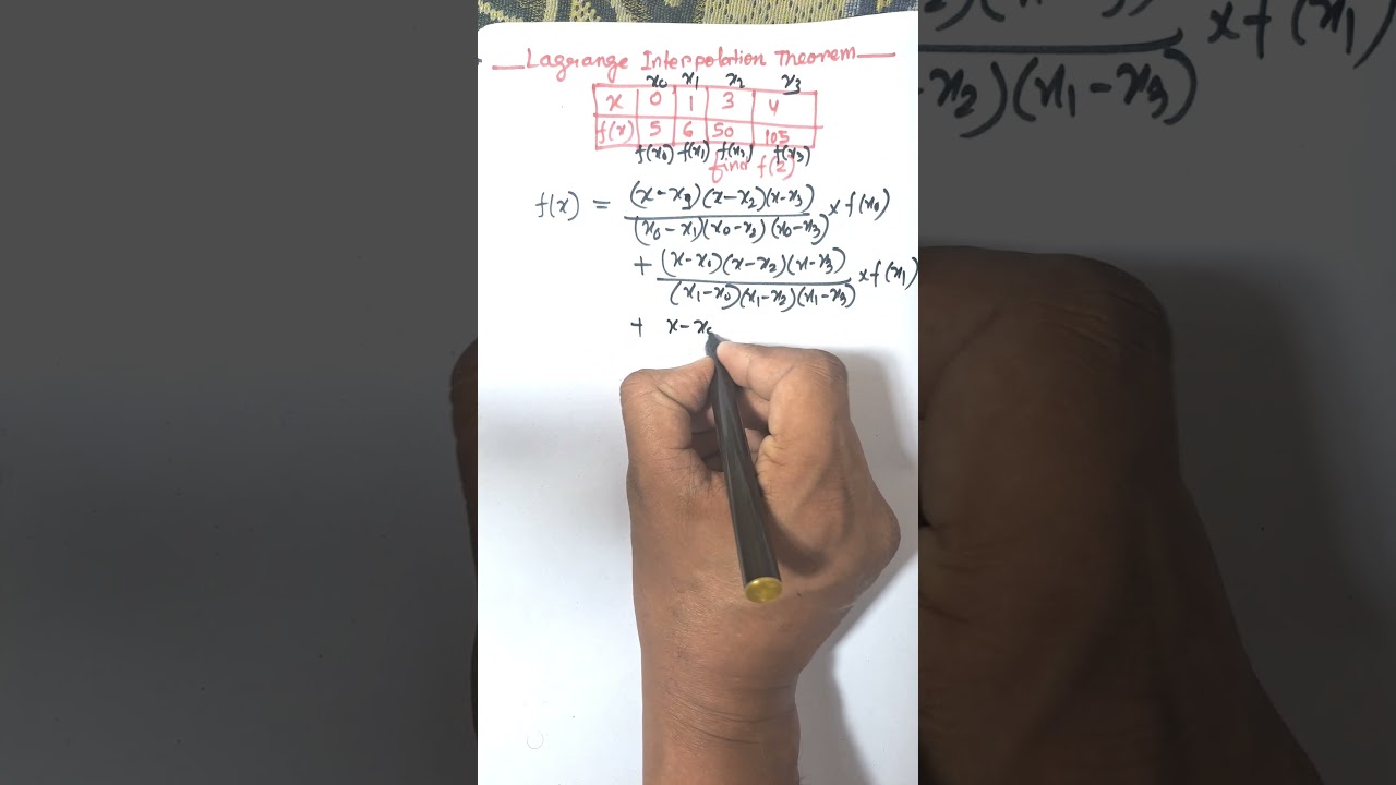 Lagrange Interpolation Example in Numerical Mathematics | Step by Step Explanation #shorts#numerical