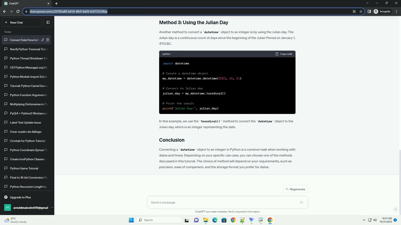 Converting a datetime object to an integer python
