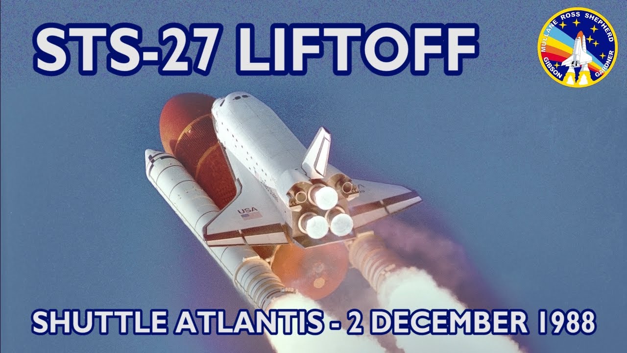 STS-27 Liftoff - Two Cameras, 30 fps, HD,  1988/12/02 - Atlantis, Space Shuttle