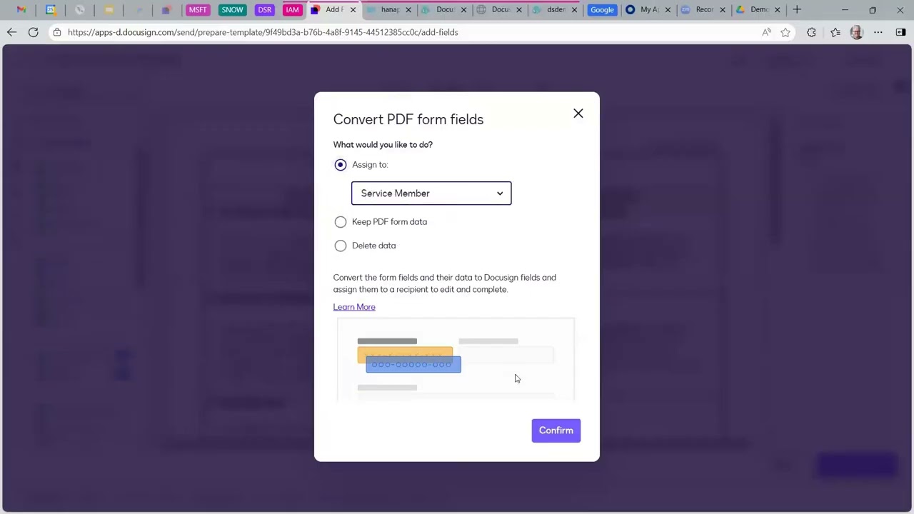 Docusign Template Creation from PDF