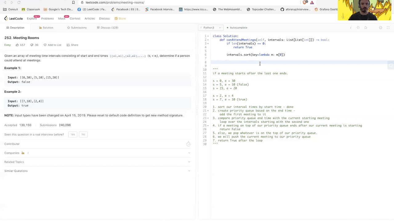 Leetcode - 252 - Meeting Rooms using heap and priority queue with Python